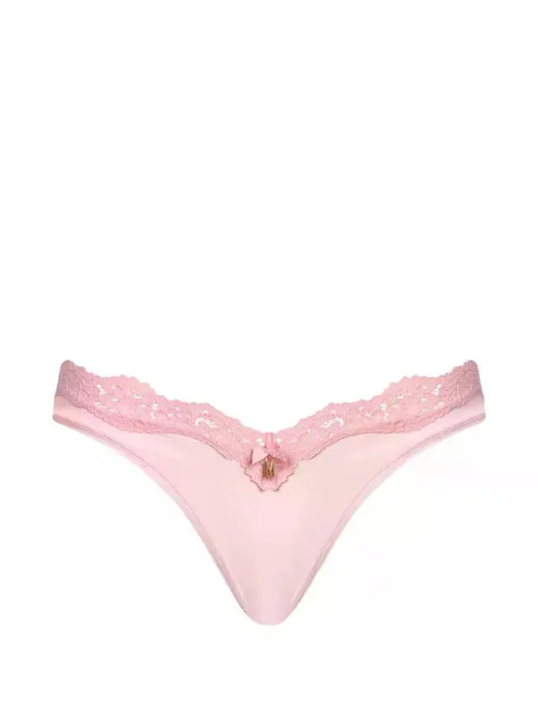 Moschino Lace-trim Logo-charm Thong