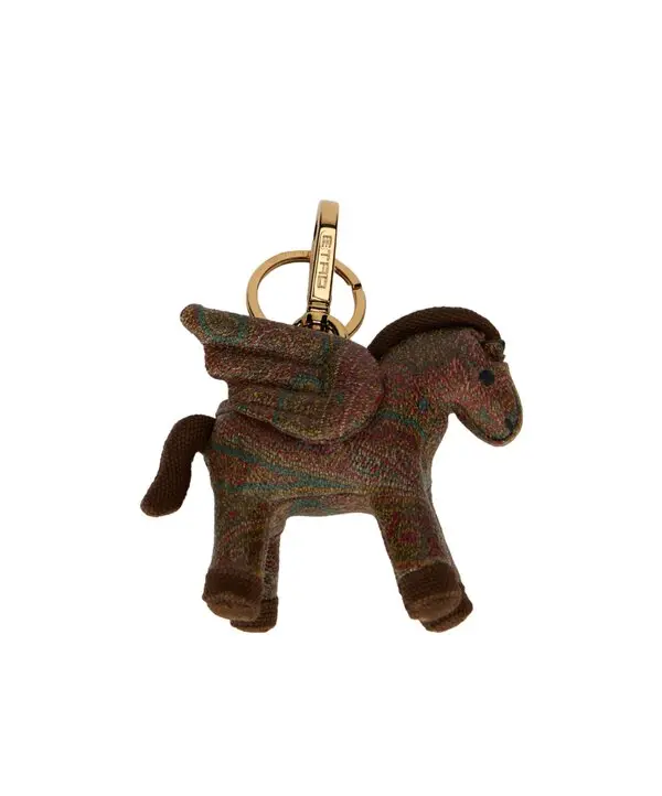 Etro Pegaso Charm In Paisley Jacquard Fabric - Brown