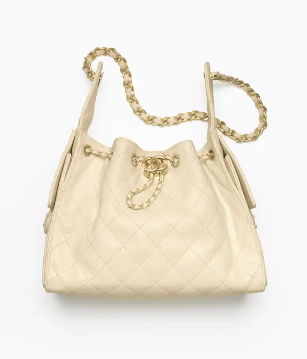 Chanel Grained Calfskin Quilted Small Handbag With Gold Tone Chain Strap