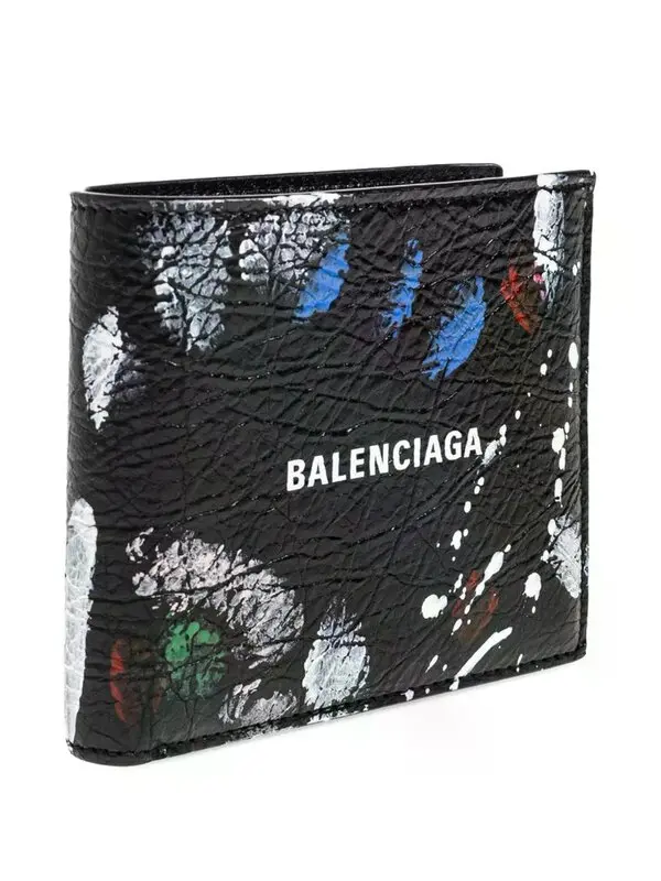 Balenciaga Logo-print Paint-splatter Wallet