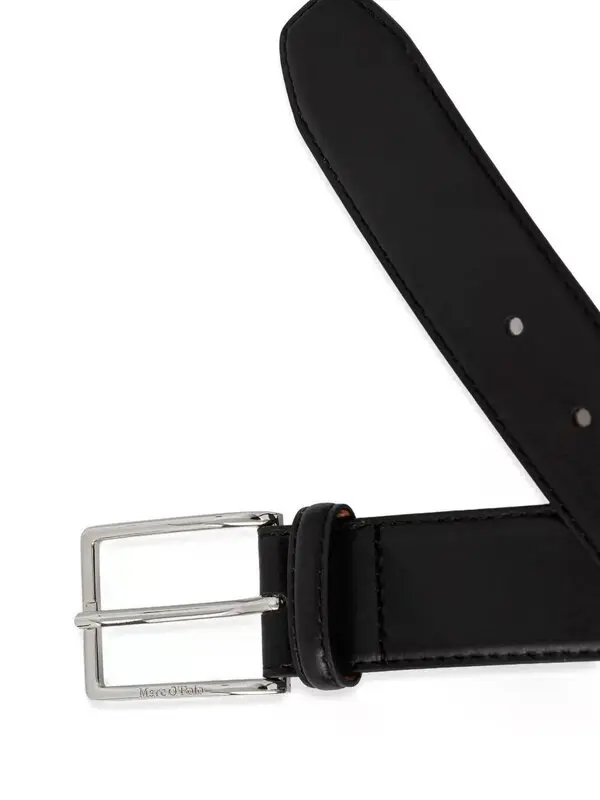 Marc O'polo Silver-tone Buckle Leather Belt - Black