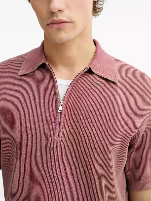 Marc O'polo Ribbed-knit Zip-fastening Polo Shirt