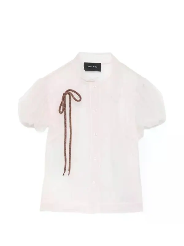 Simone Rocha Sheer Finish Puff Sleeve Blouse - Pink