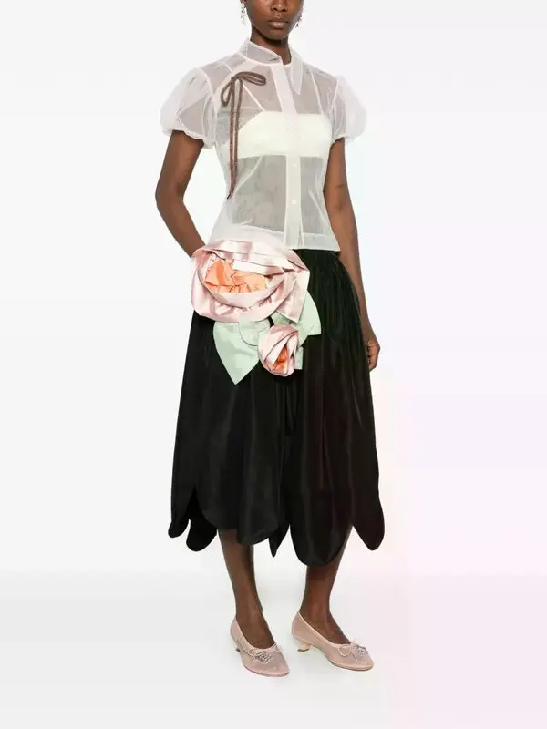 Simone Rocha Sheer Finish Puff Sleeve Blouse