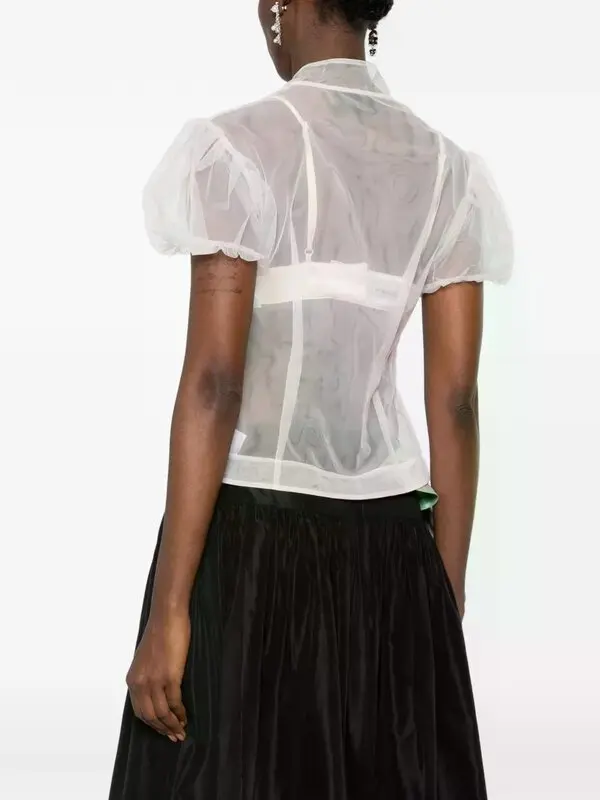 Simone Rocha Sheer Finish Puff Sleeve Blouse