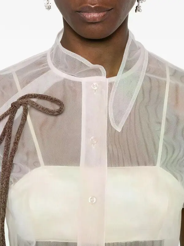 Simone Rocha Sheer Finish Puff Sleeve Blouse