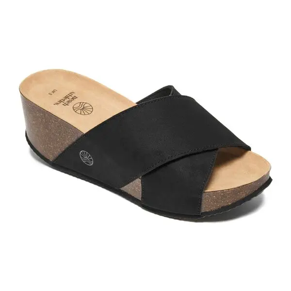 BEDROOM ATHLETICS Vegan Wedge Crossover Platform Sliders