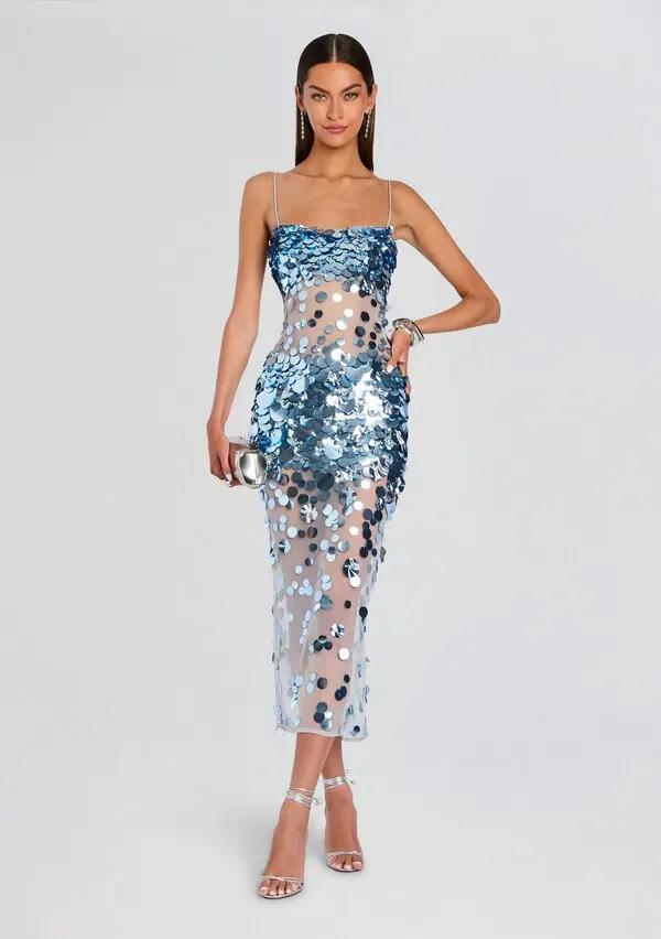 Retrofete Mischa Sequin Dress - Ice Blue