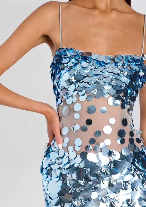 Retrofete Mischa Sequin Dress - Ice Blue