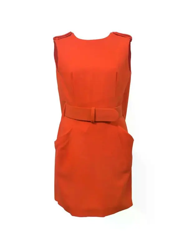 Alexander McQueen Wool Belted Sleeveless Dress - Orange