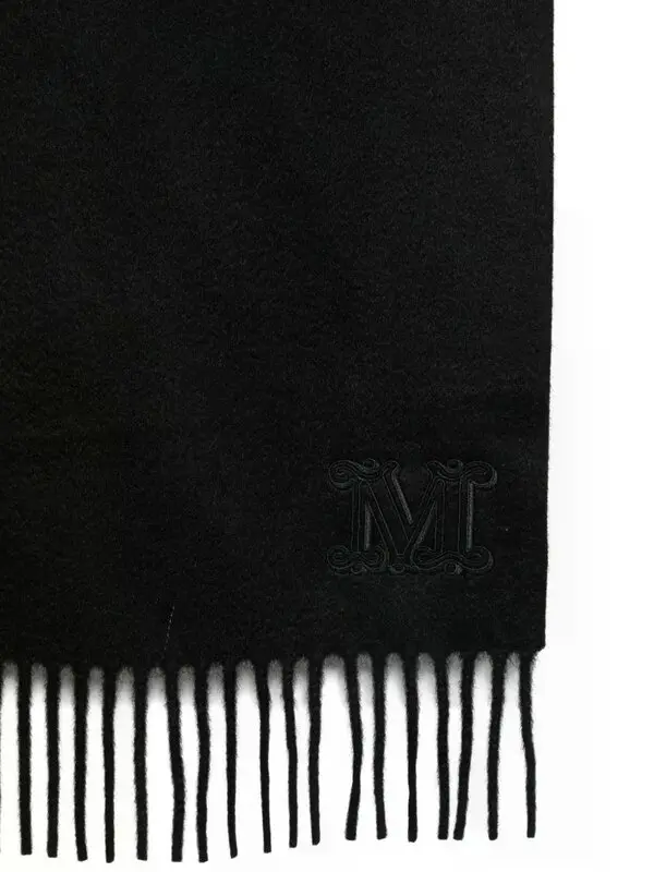Max Mara Dalia Logo-embroidered Fringed Cashmere Scarf