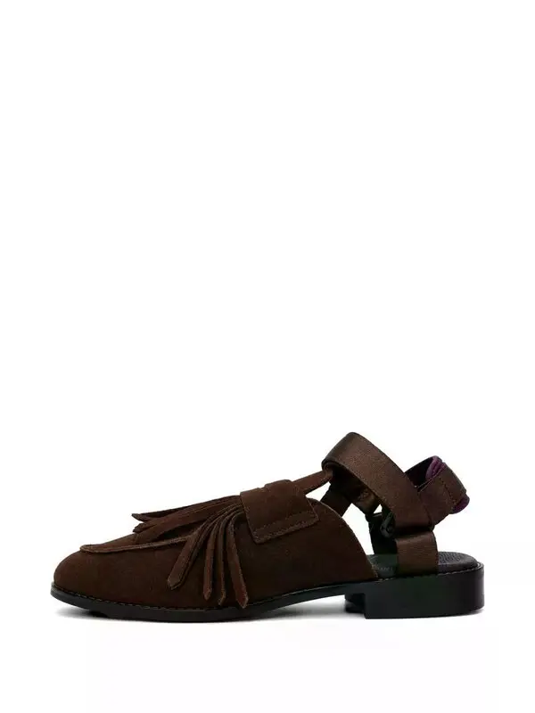 BED J.W. FORD Leather Loafer Sandals With Fringe Detail