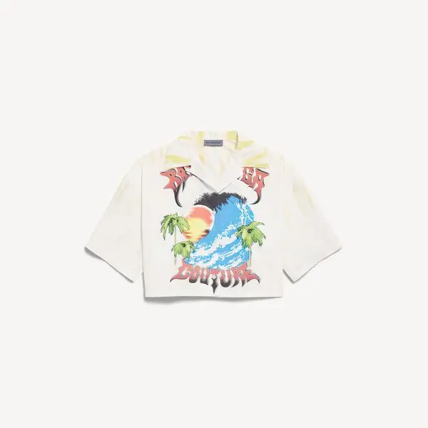 Balenciaga Extreme Tie Dye Bowling Shirt - White