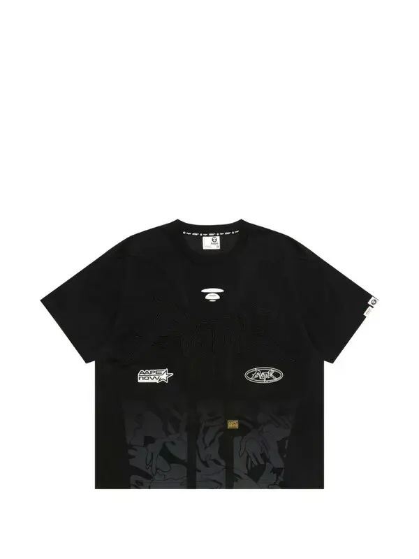 AAPE BY *A BATHING APE Logo-embroidered Camouflage-print T-shirt - Black
