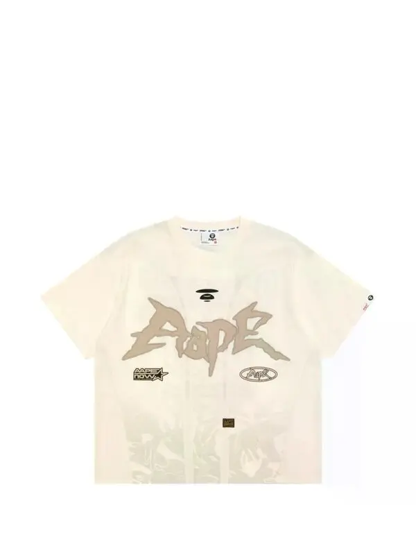 AAPE BY *A BATHING APE Logo-appliqué Cotton T-shirt - Neutrals