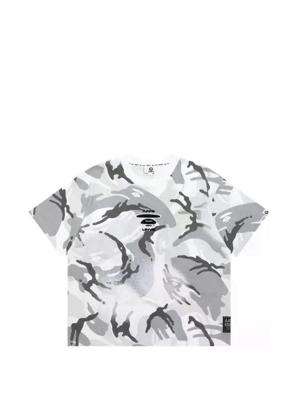 AAPE BY *A BATHING APE Camouflage-print Embroidered T-shirt - White