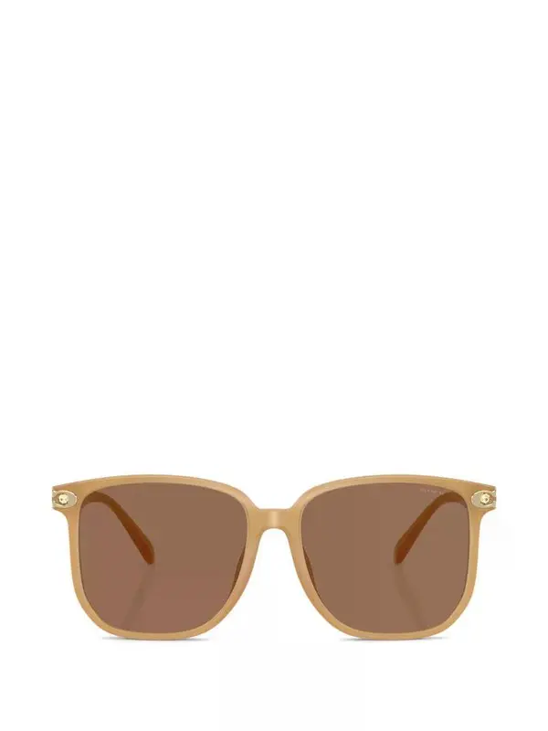 COACH Logo Plaque Square Frame Sunglasses - Brown