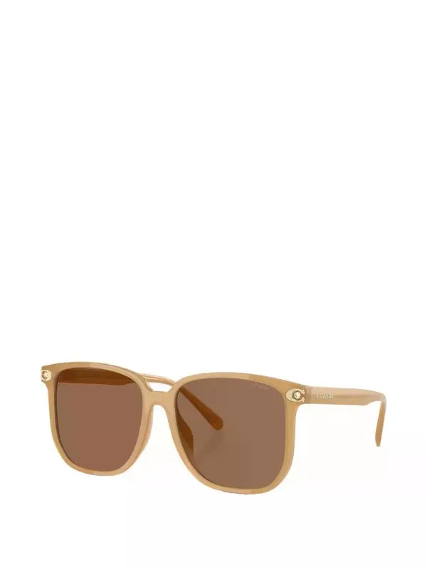 COACH Logo Plaque Square Frame Sunglasses