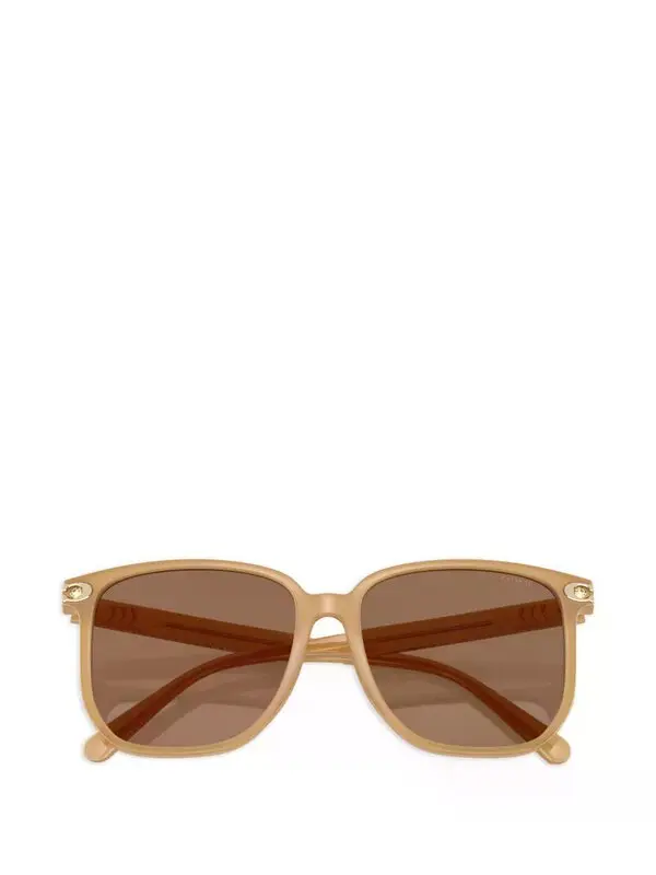 COACH Logo Plaque Square Frame Sunglasses