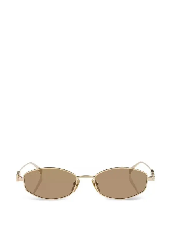 Gucci Logo-arm Round-frame Sunglasses - Gold