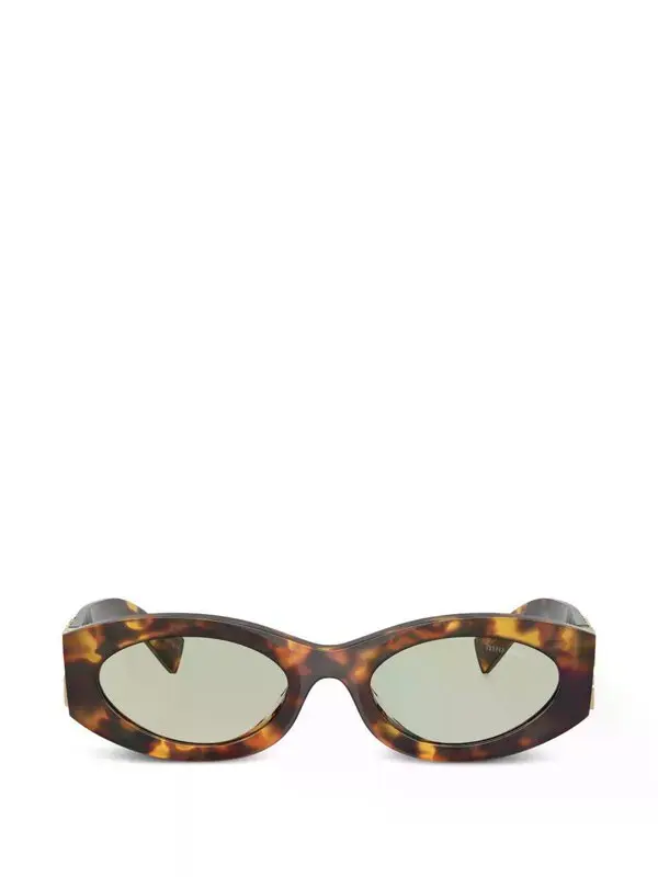 Miu Miu Tortoiseshell-effect Oval-frame Sunglasses - Brown