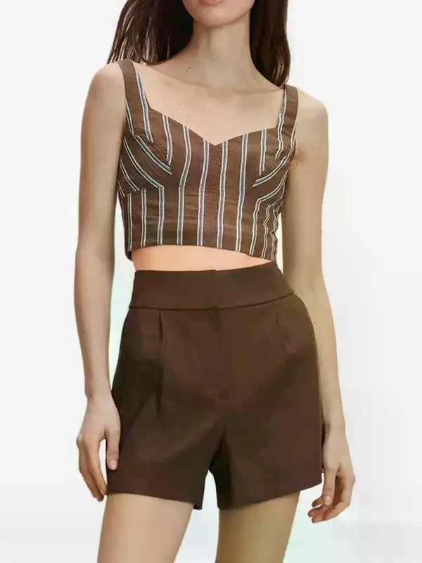 Veronica Beard Vonette Striped Sweetheart Neck Top