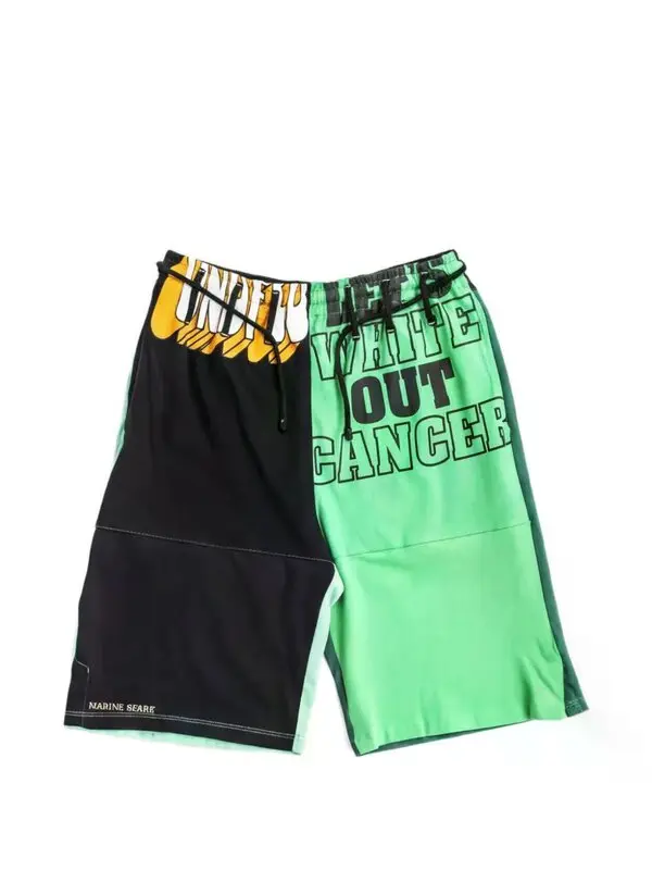MARINE SERRE Graphic Print Panelled Shorts - Green