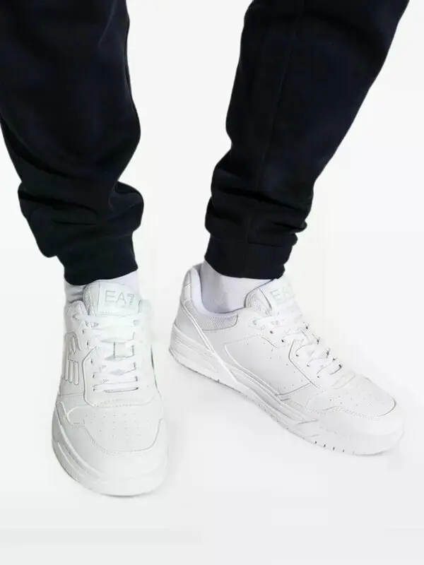 EA7 Logo-embossed Leather Sneakers