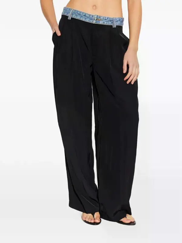 Alexander Wang Pleated Trousers With Contrast Denim Waistband
