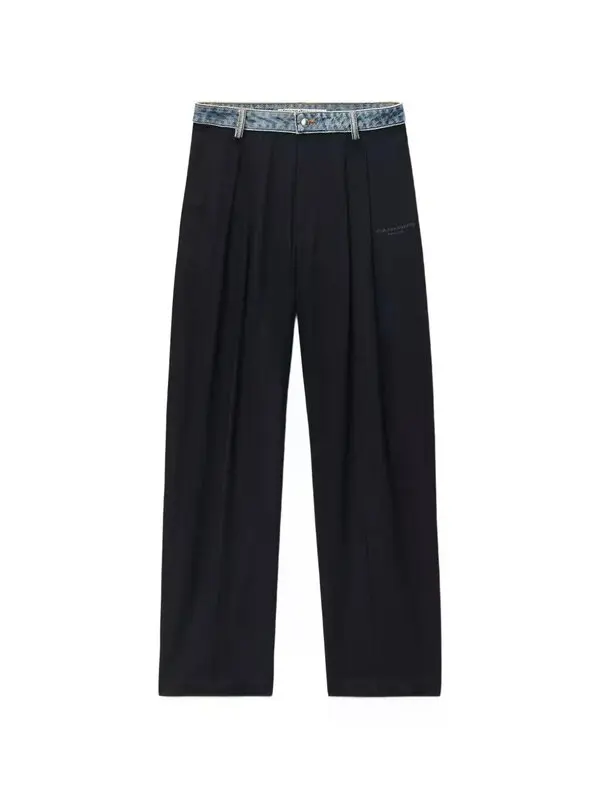 Alexander Wang Pleated Trousers With Contrast Denim Waistband - Black