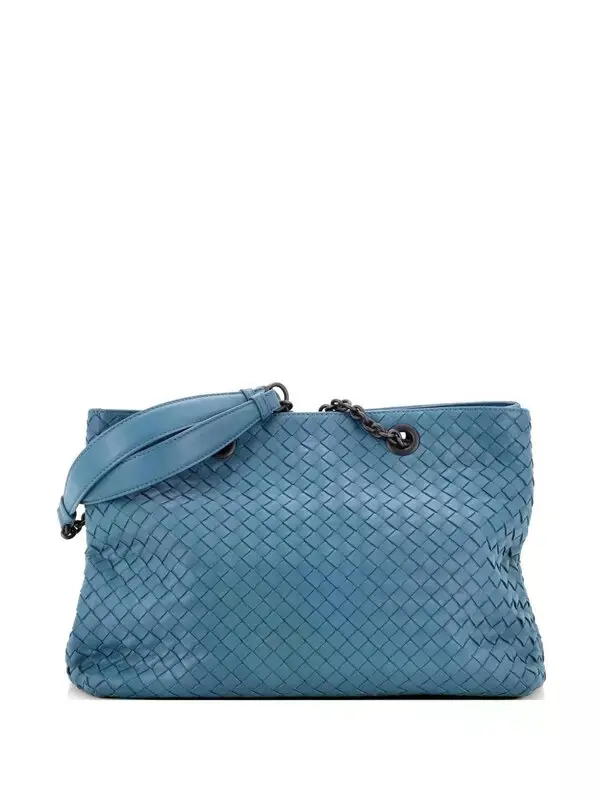 Bottega Veneta Double Chain Intrecciato Nappa Medium Tote Bag - Blue