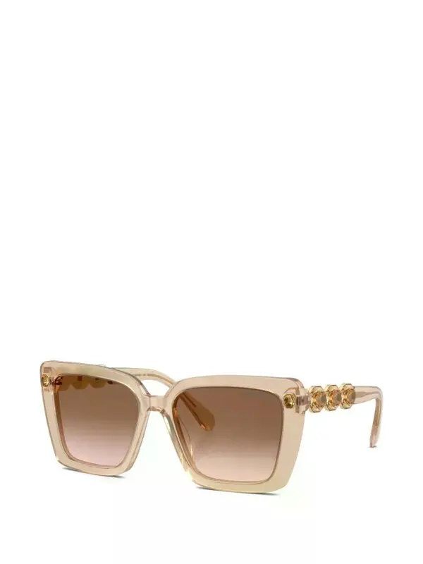 SWAROVSKI Crystal Embellished Square Frame Sunglasses - Neutrals