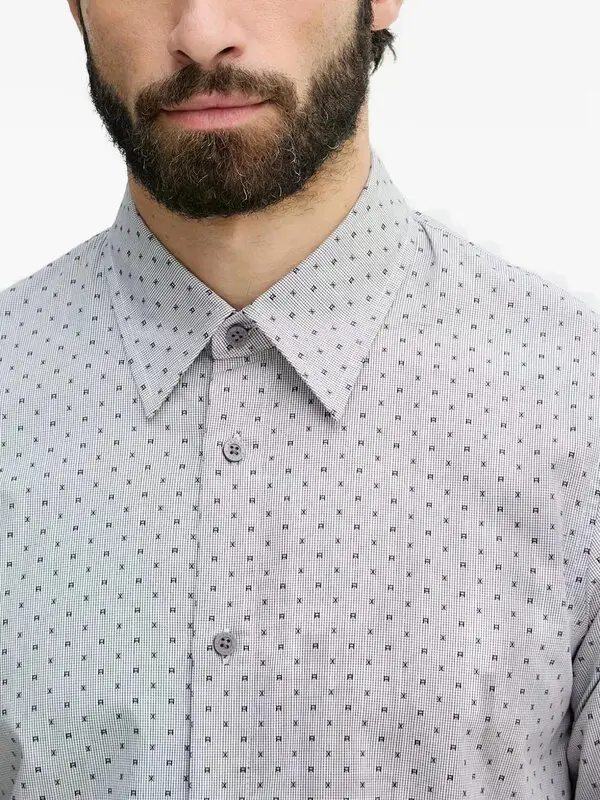 Armani Exchange Micro-pattern Long-sleeve Shirt