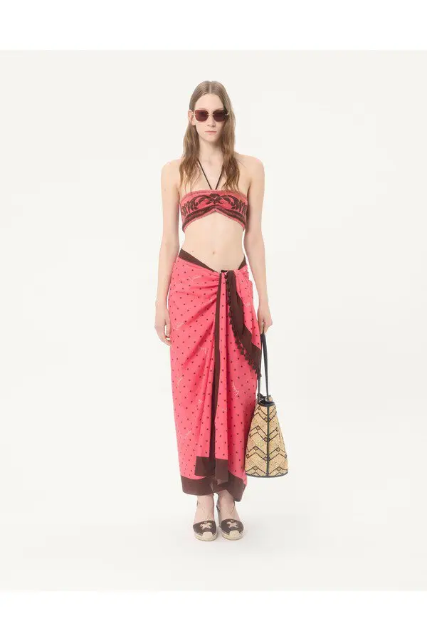 Valentino Garavani Cotton Sarong With Stelline E Firma Starry Print With Tassel Trim - Coral