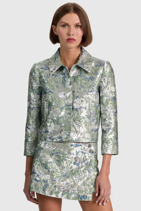 Alice + Olivia Weston Cropped Jacket - Denim