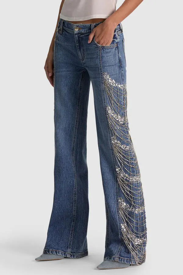 Alice + Olivia Roxie Embellished Straight Leg Jeans