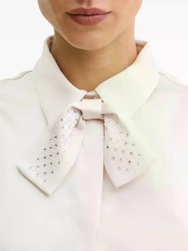 SIMONA CORSELLINI Embellished Pussy-bow Sleeveless Blouse