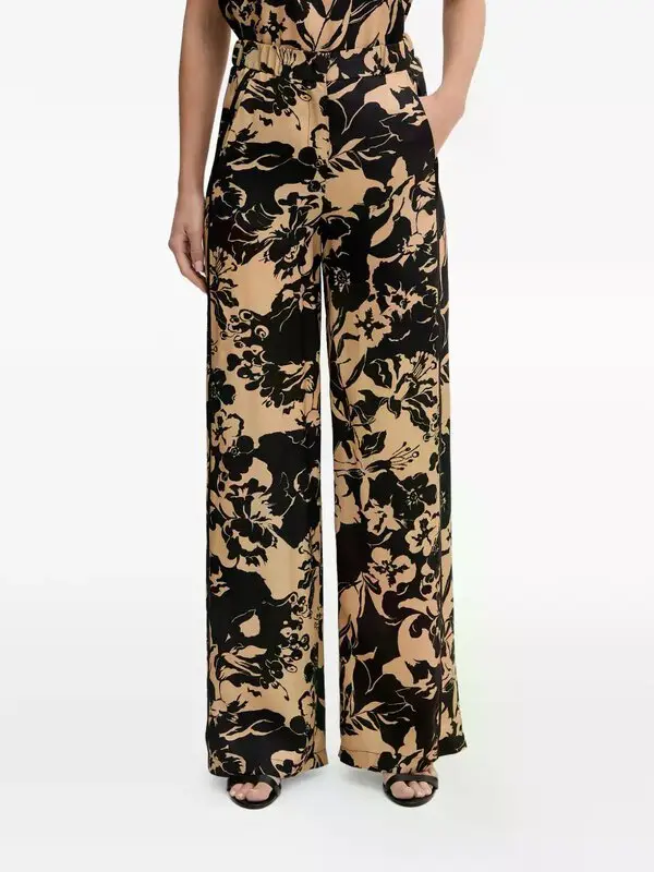 SIMONA CORSELLINI Beige Floral Print Palazzo Pants - Neutrals
