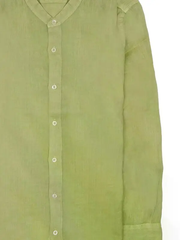 120% Lino Band-collar Long-sleeve Shirt