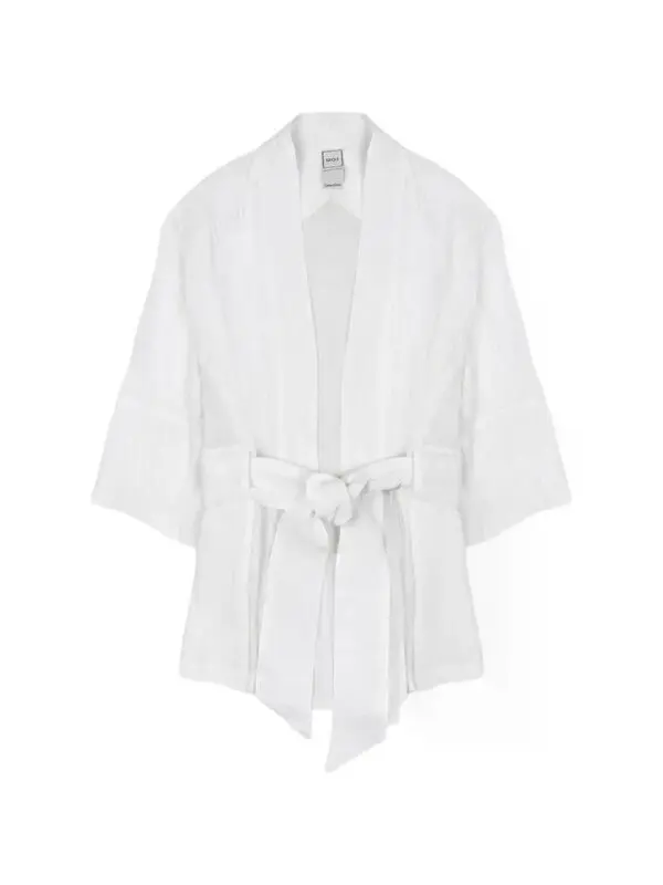 120% Lino Belted Linen Kimono Jacket