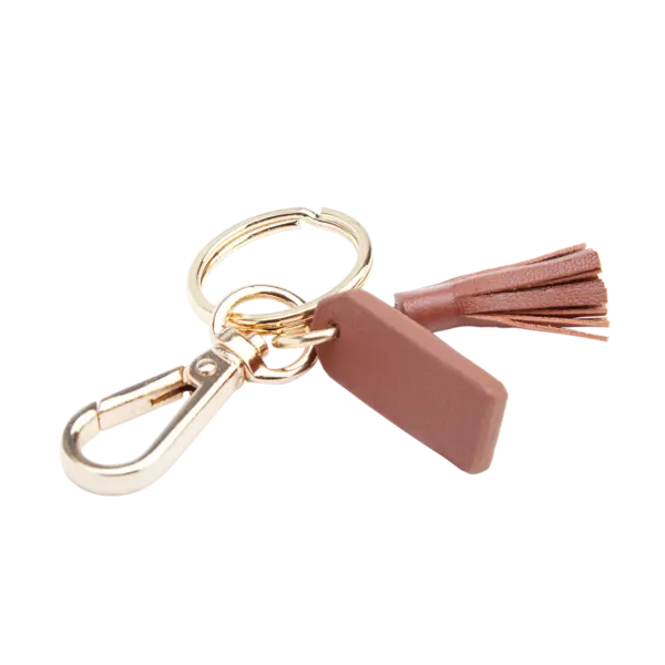 ROYCE NEW YORK Mini Tassel Keychain - Tan
