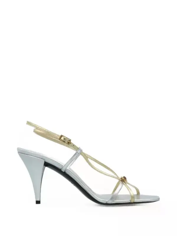 Versace Valentina Metallic Leather Sandals - Silver