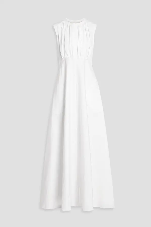 JIL SANDER Gathered Cotton Poplin Maxi Dress