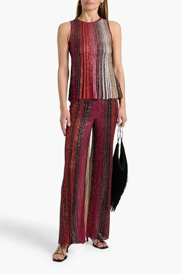 Missoni Striped Sequin Embellished Ribbed Knit Tank