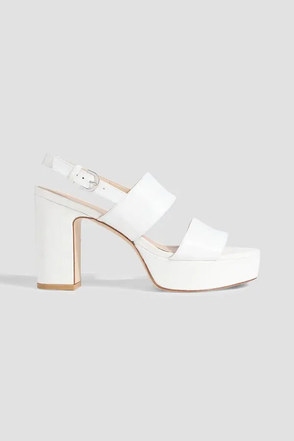 STUART WEITZMAN Patent Leather Croc-effect Platform Sandals