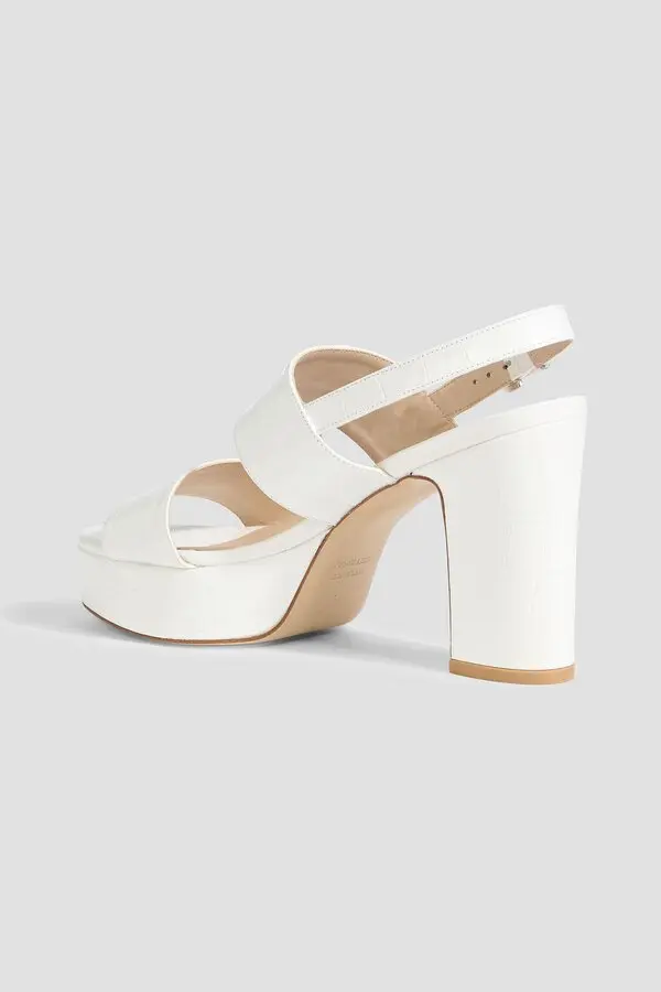STUART WEITZMAN Patent Leather Croc-effect Platform Sandals
