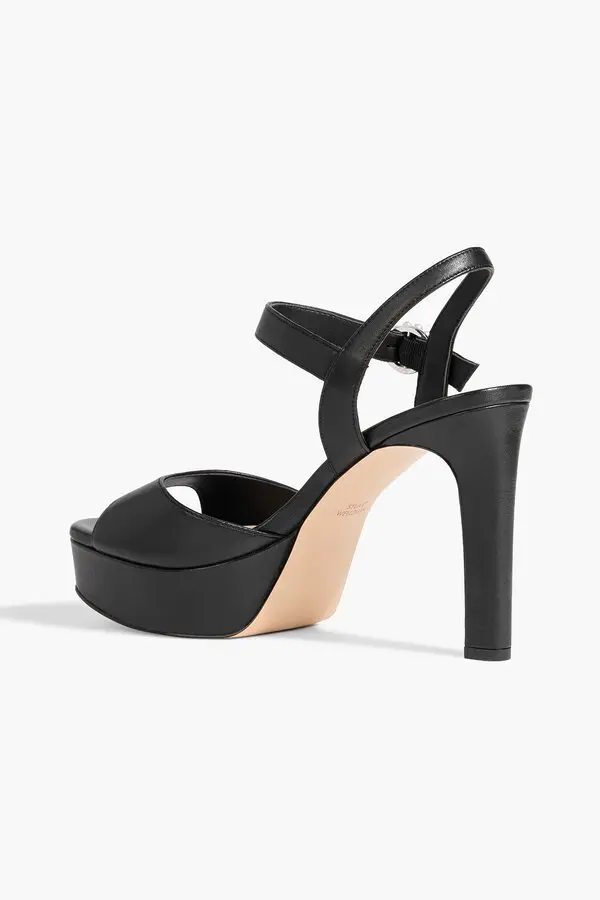 STUART WEITZMAN Piper Faux Pearl Embellished Leather Platform Sandals