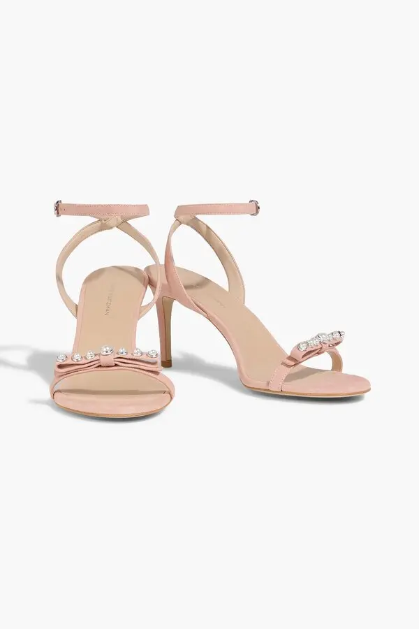 STUART WEITZMAN Luella 75 Faux Pearl Embellished Suede Sandals