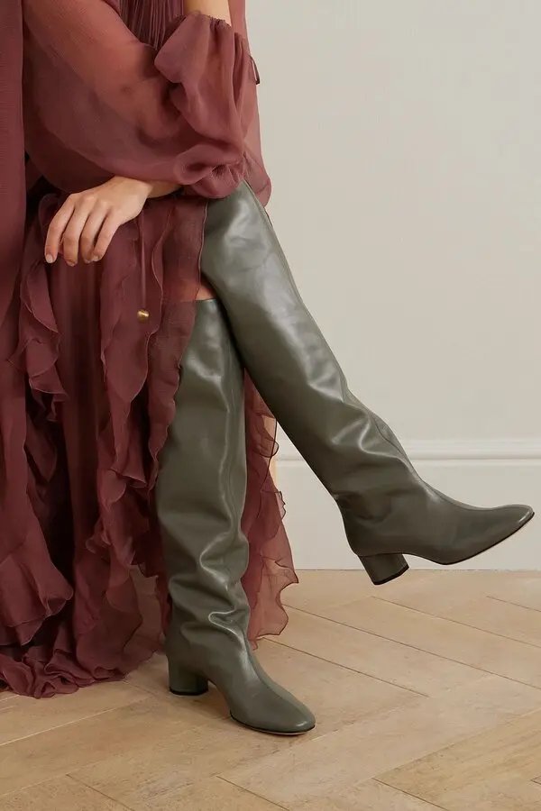 AeydĒ Willa Knee High Leather Boots - Anthracite