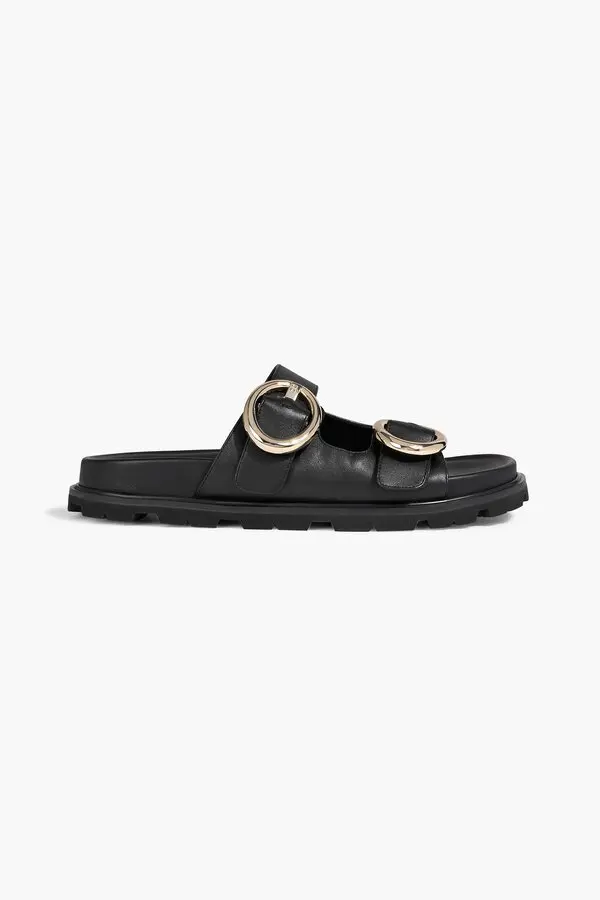 STUART WEITZMAN Benni Buckled Leather Sandals - Black